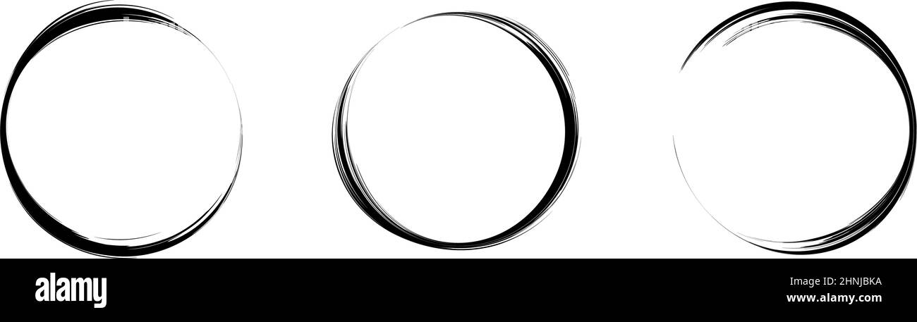 Smeared, smudged circle, circular grungy, grunge brushstroke and ...