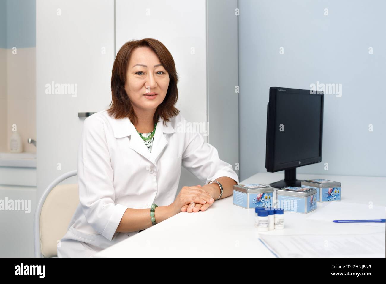 Almaty, Kazakhstan - July 12, 2021: Female doctor portrait with ...