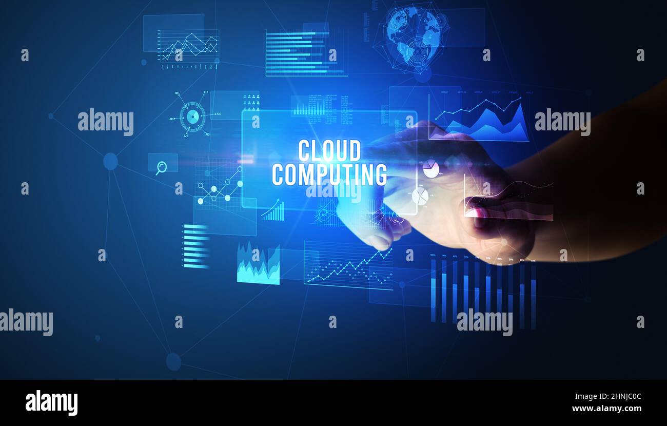 hand touching digital button, modern technology concept Stock Photo - Alamy