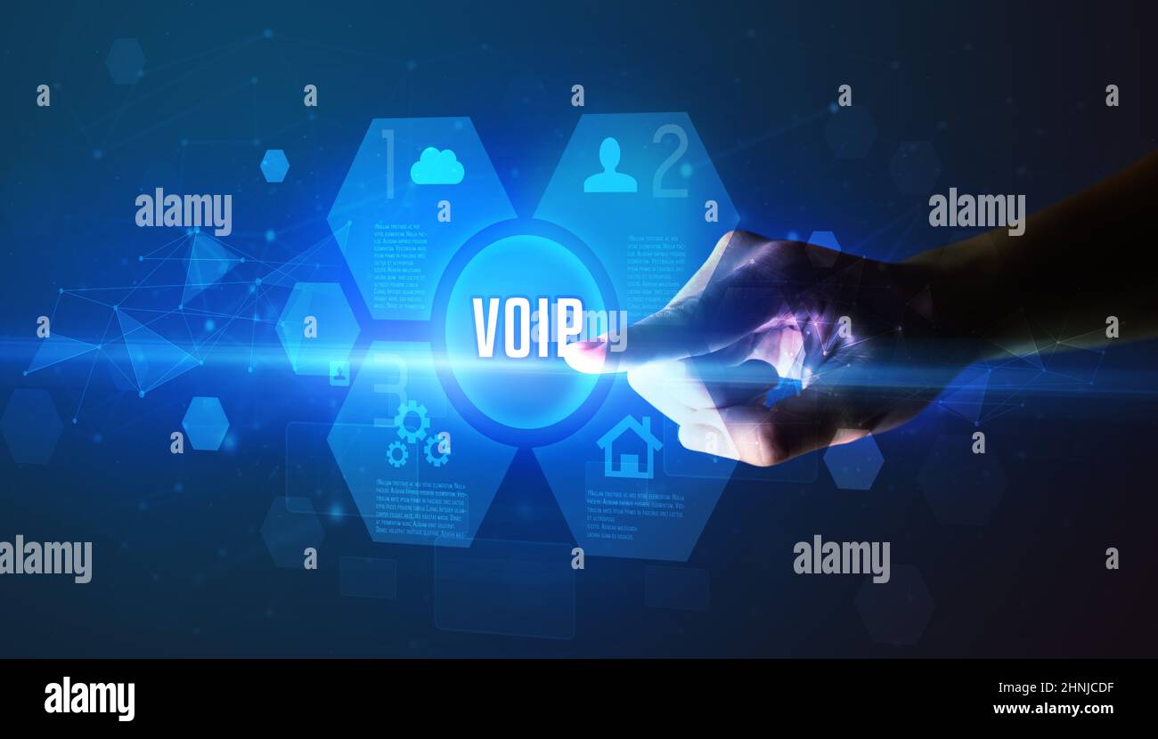 Hand touching digital button Stock Photo - Alamy