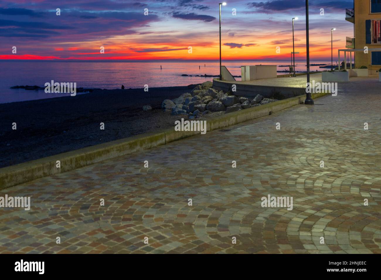 Seascape, Piazza delle Vele square, Sunrise, Porto Recanati, Marche ...