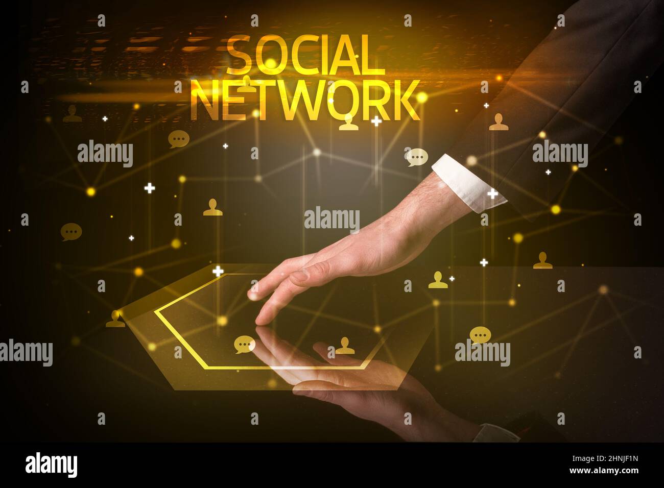Navigating social networking with social icons Stock Photo - Alamy