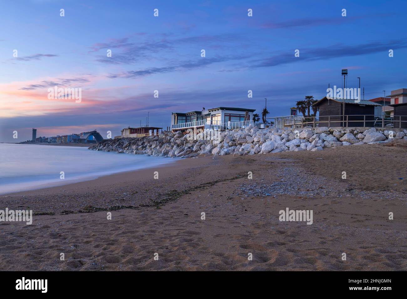 Seascape, Sunrise from Beach of Porto Recanati, Marche, Italy, Europe ...