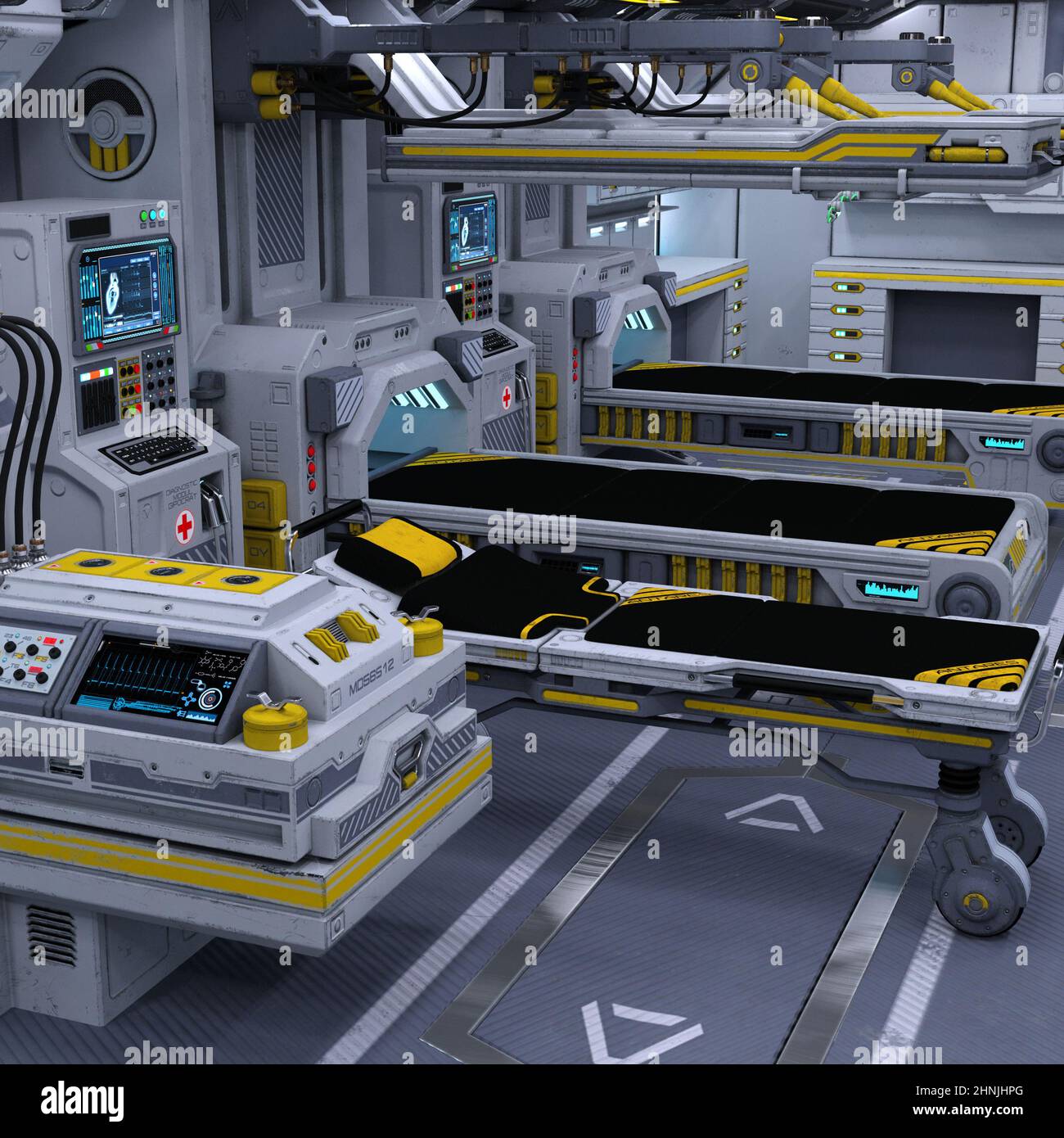 3D-illustration of a futuristic hospital in a starship Stock Photo - Alamy