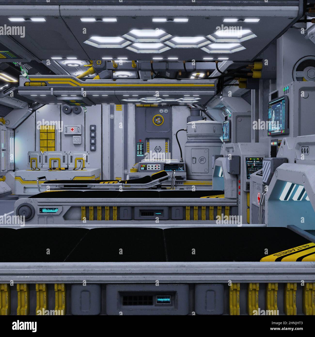 3D-illustration of a futuristic hospital in a starship Stock Photo - Alamy
