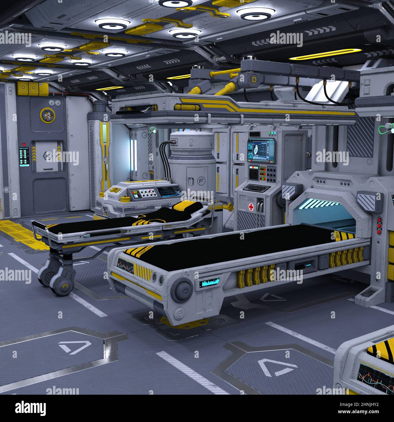 3D-illustration of a futuristic hospital in a starship Stock Photo - Alamy