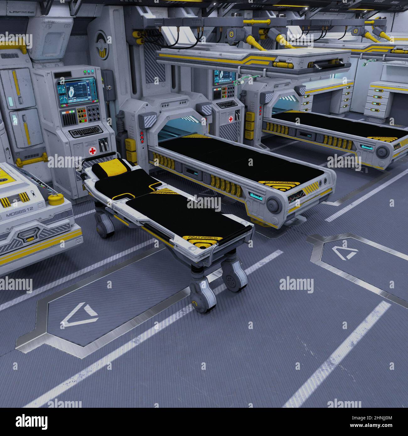 3D-illustration of a futuristic hospital in a starship Stock Photo - Alamy