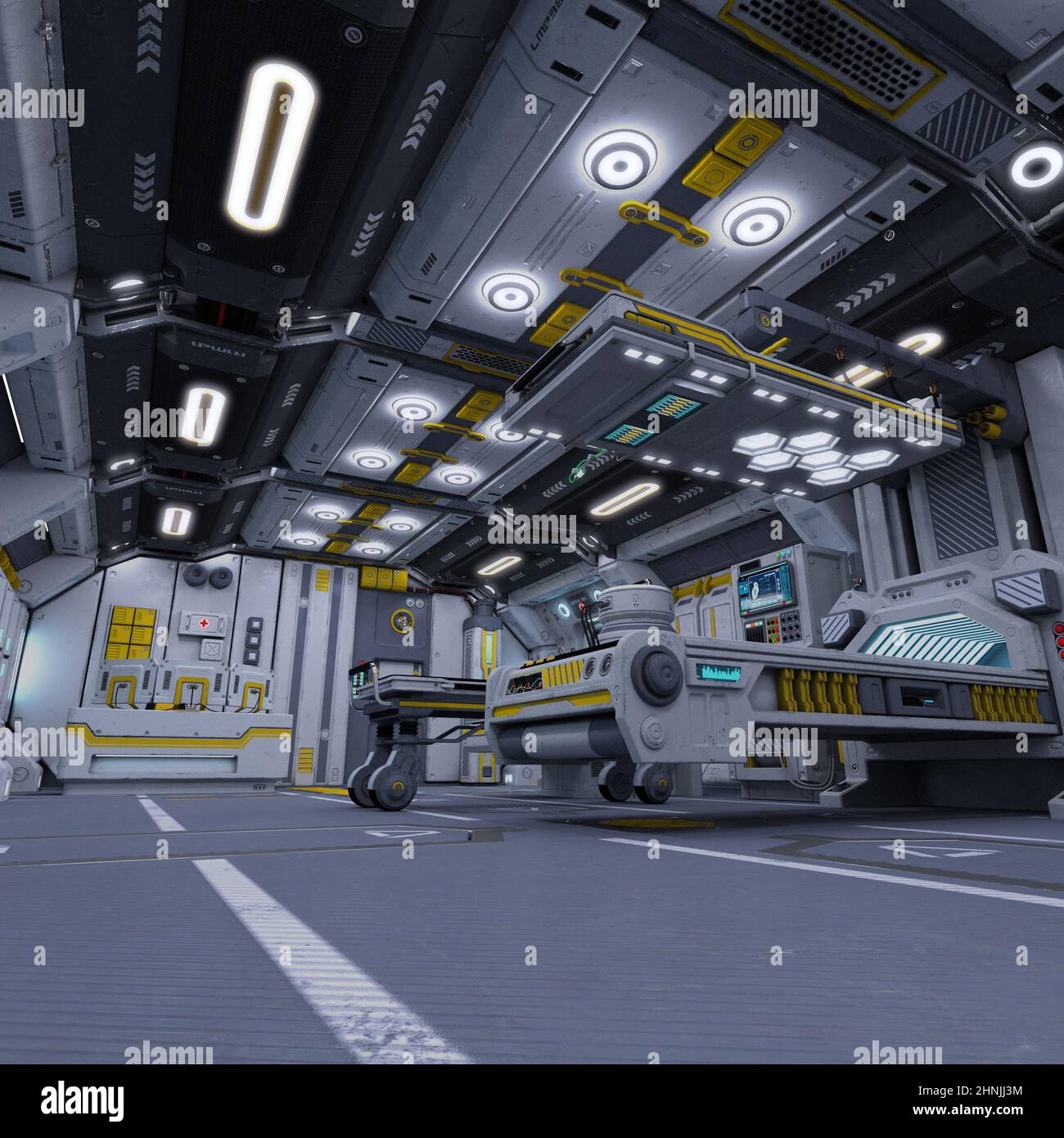 3D-illustration of a futuristic hospital in a starship Stock Photo - Alamy