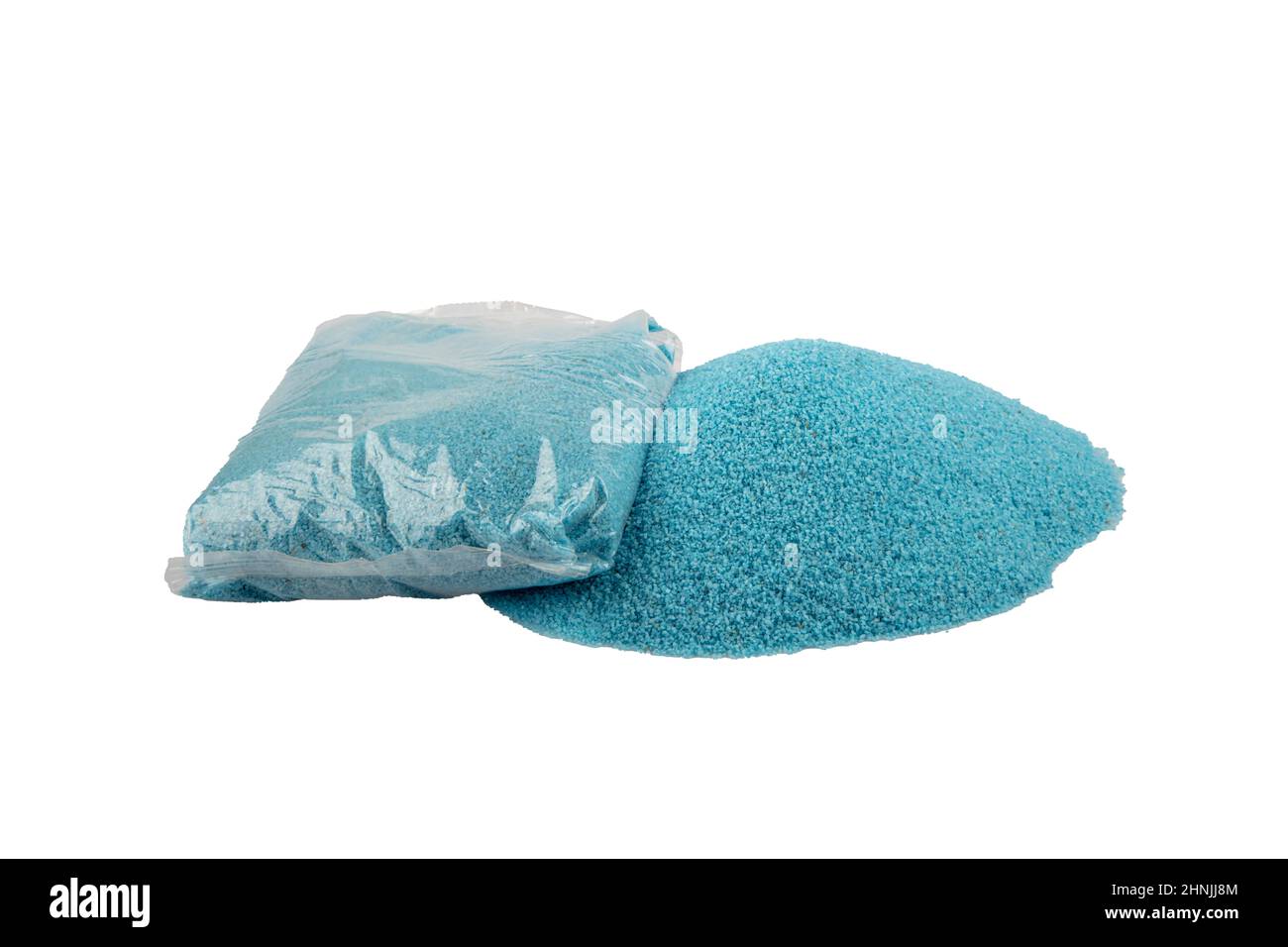 Colorful pebbles in plastic bags for decoration work in craft shop ...