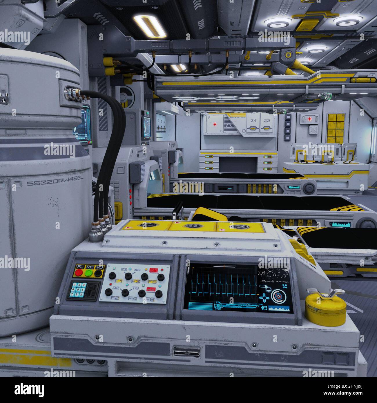 3D-illustration of a futuristic hospital in a starship Stock Photo - Alamy