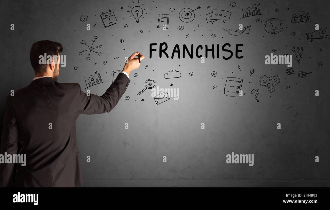 businessman drawing a creative idea sketch Stock Photo - Alamy