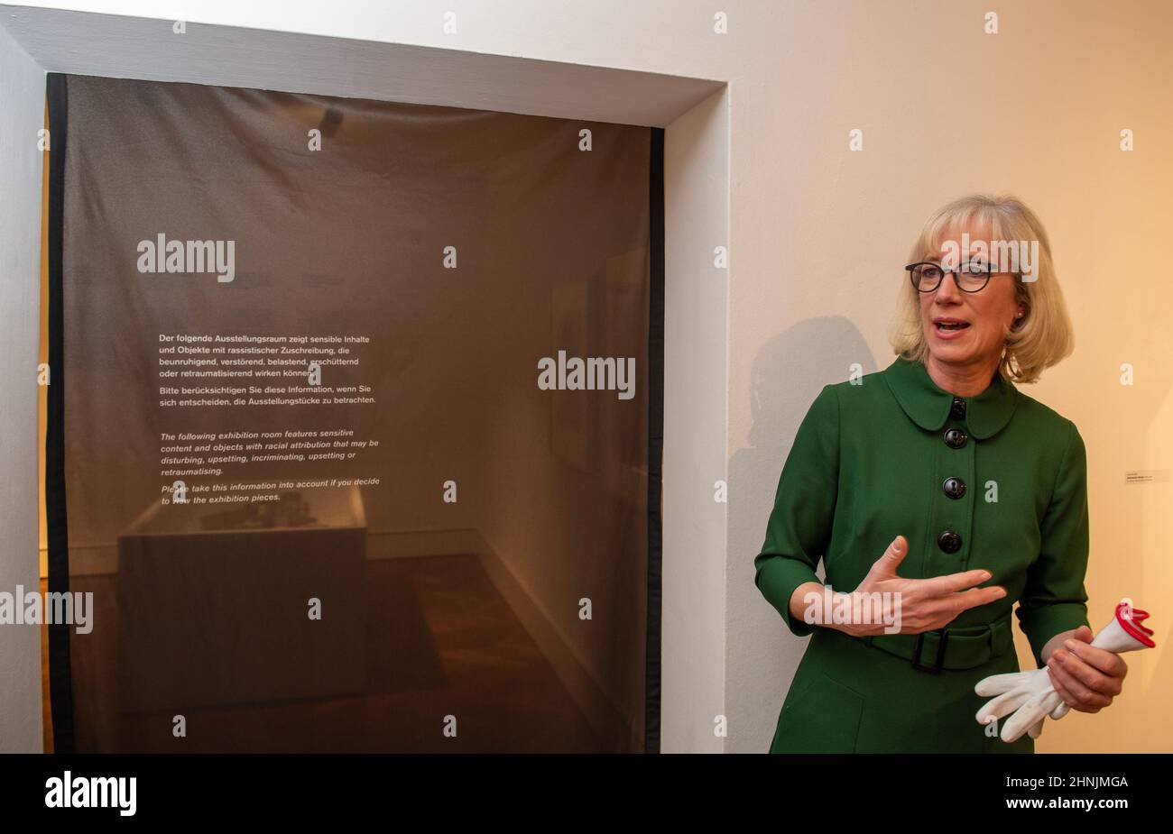 Ulm, Germany. 17th Feb, 2022. Museum director Stefanie Dathe stands ...