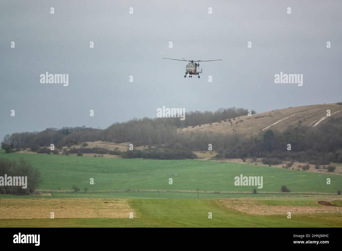 British army AgustaWestland AW159 Wildcat AH1 helicopter flying on ...