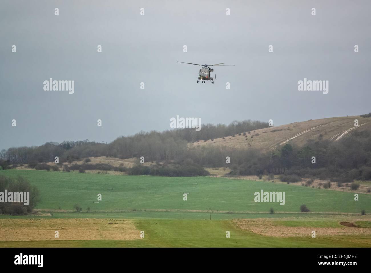 British army AgustaWestland AW159 Wildcat AH1 helicopter flying on ...
