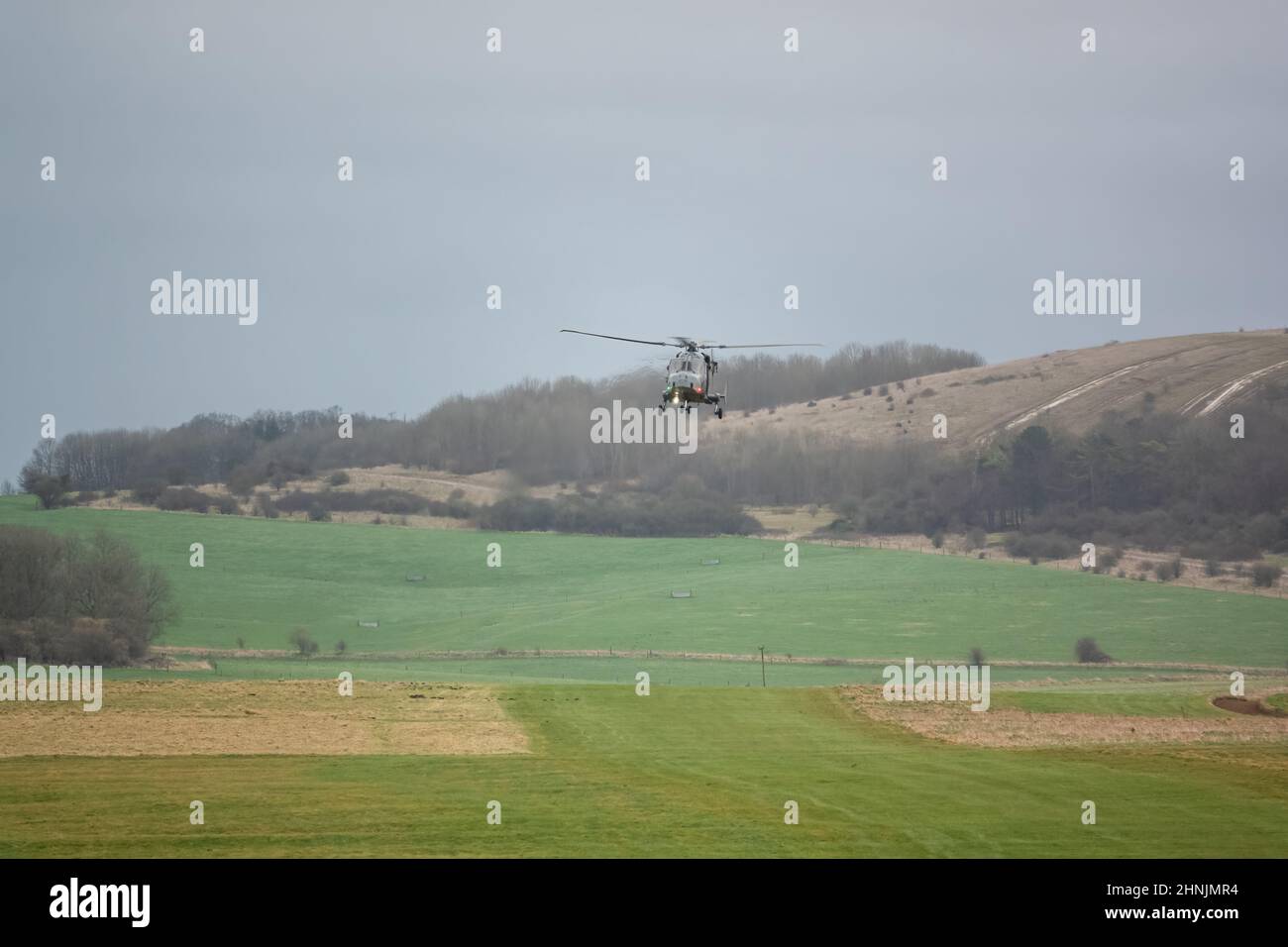 British army AgustaWestland AW159 Wildcat AH1 helicopter flying on ...