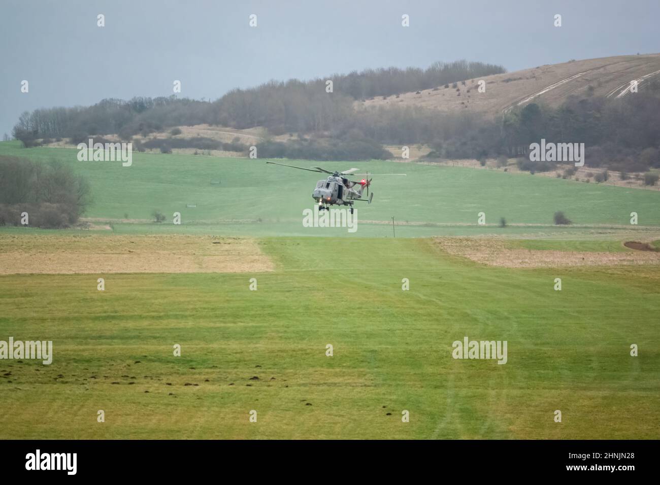 British army AgustaWestland AW159 Wildcat AH1 helicopter flying on ...