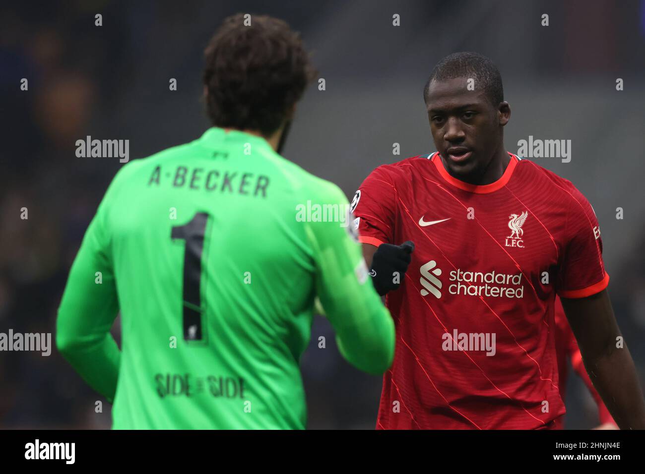 Milan, Italy, 16th February 2022. Alisson Becker of Liverpool FC ...