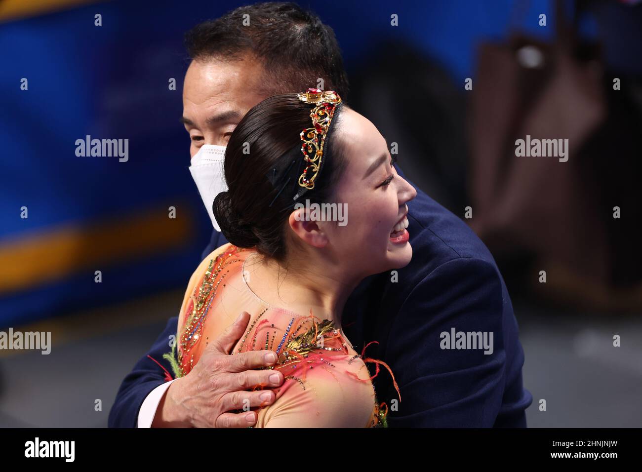 Beijing, China. 17th Feb, 2022. Wakaba Higuchi & Koji Okajima coach, (JPN) Figure Skating ...
