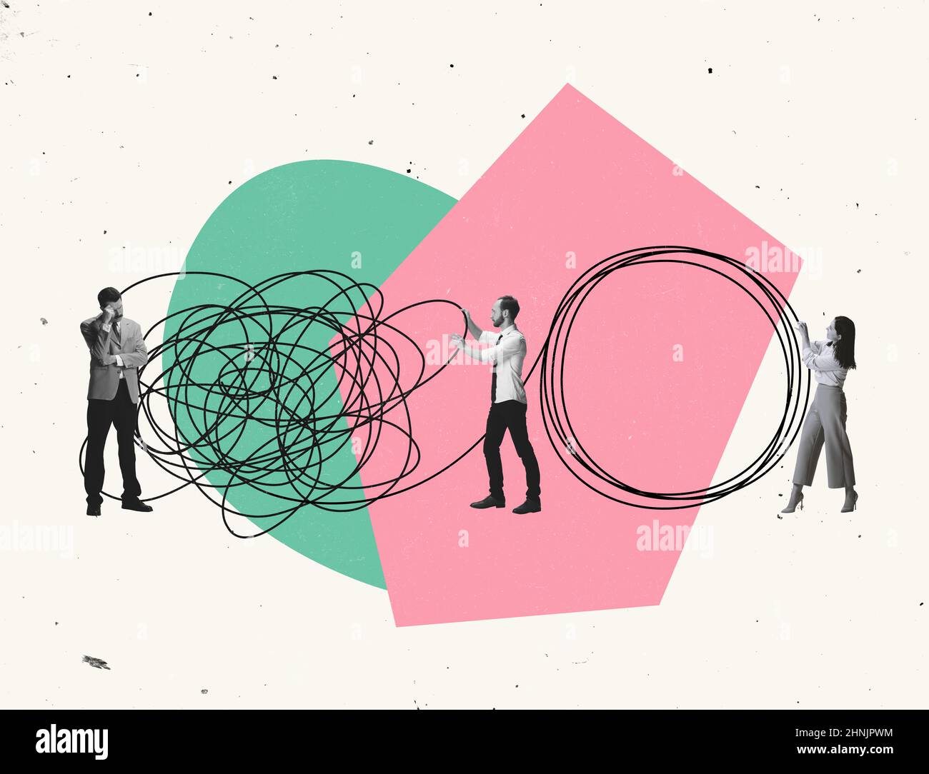 Creative design. Business people, employees helping colleague to solve ...
