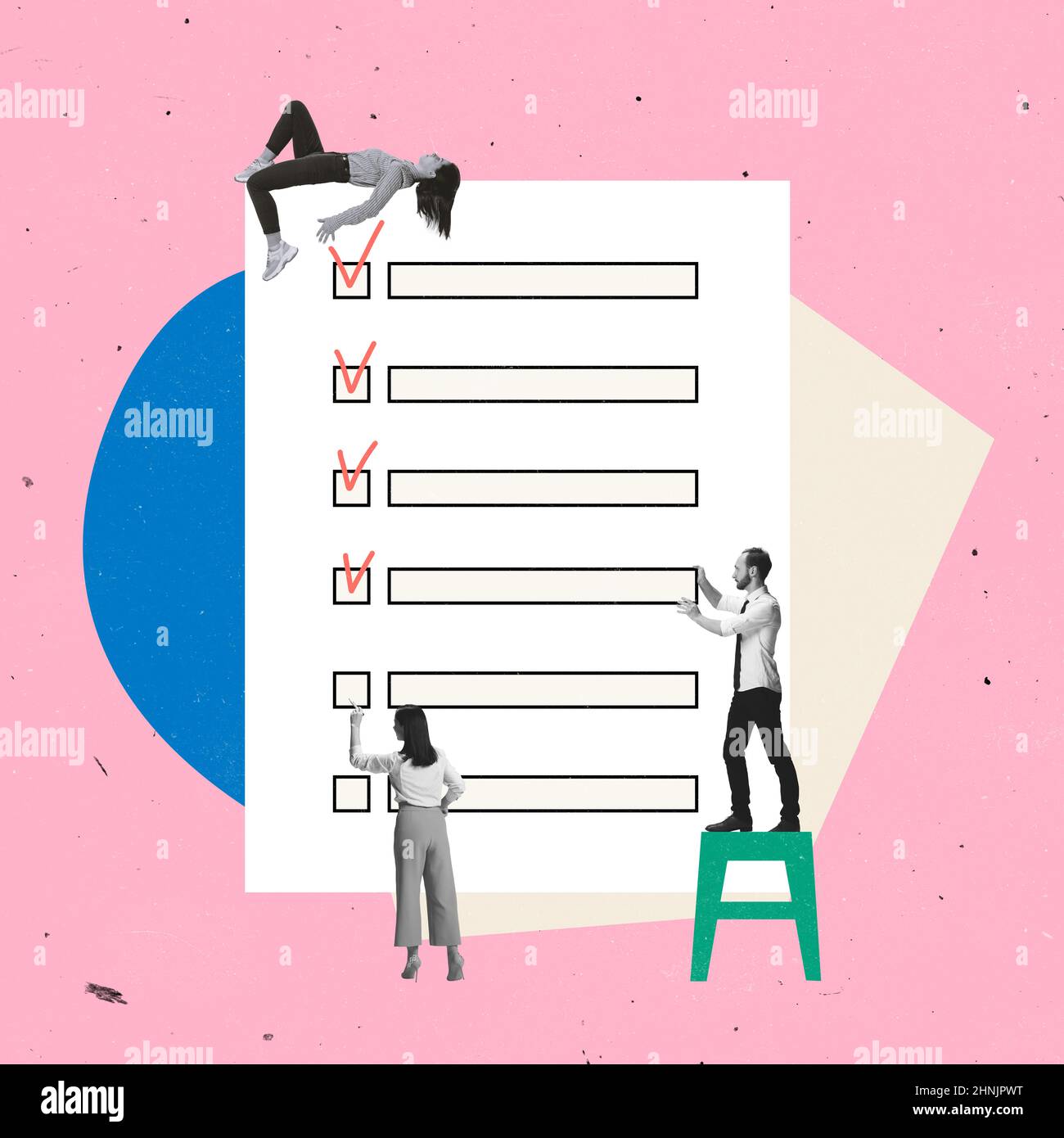 Creative design. Employees working together, completing task, finishing ...