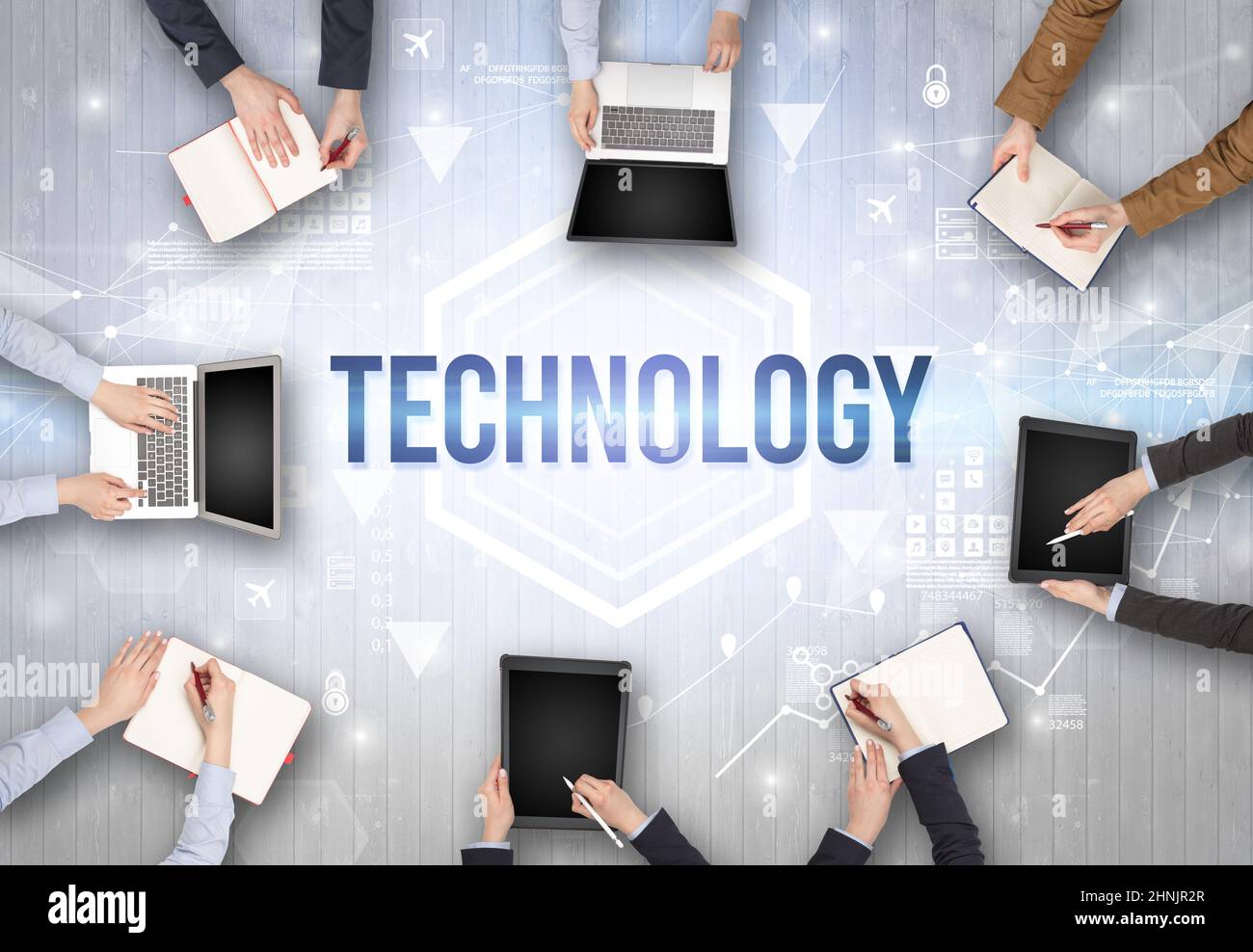 Group of Busy People Working in an Office, technology concept Stock ...