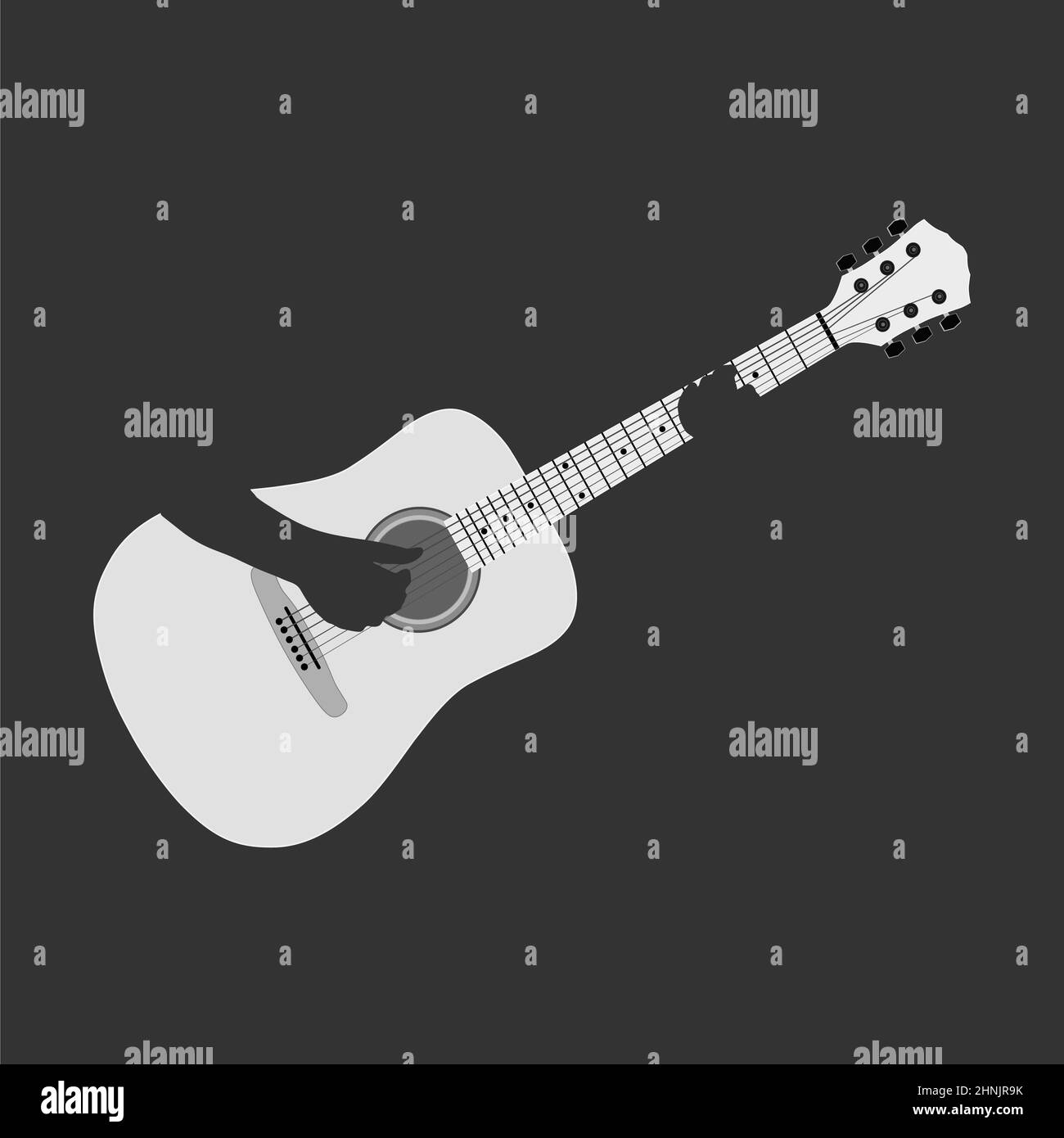 Acoustic guitar black silhouette. Music instrument icon.strings Stock ...