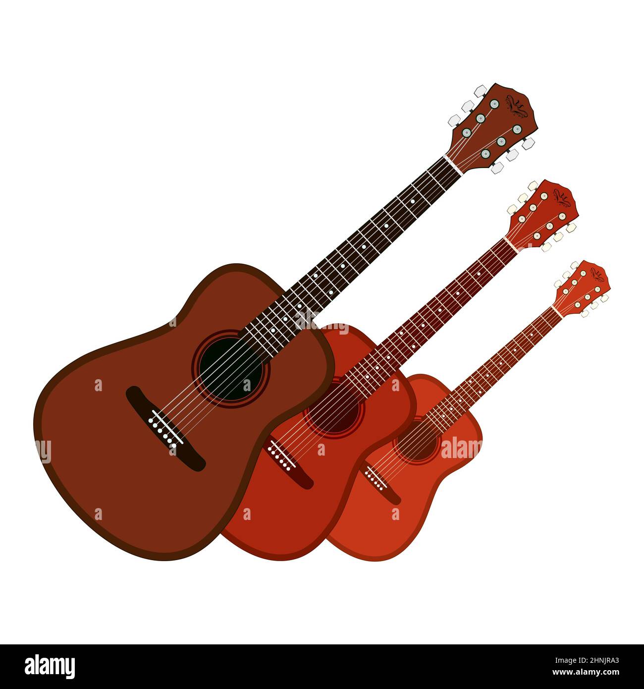 Acoustic guitar, on a white background. Stringed musical instruments ...