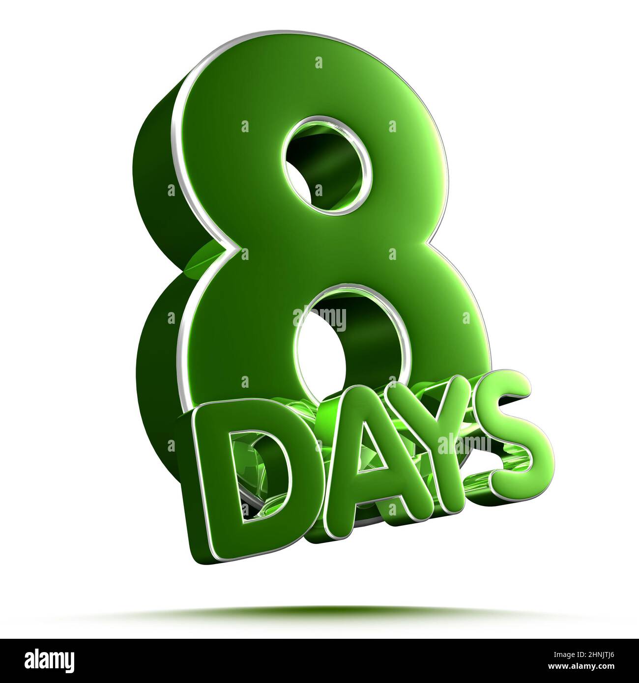 8 days green 3D illustration isolated on a white background with ...