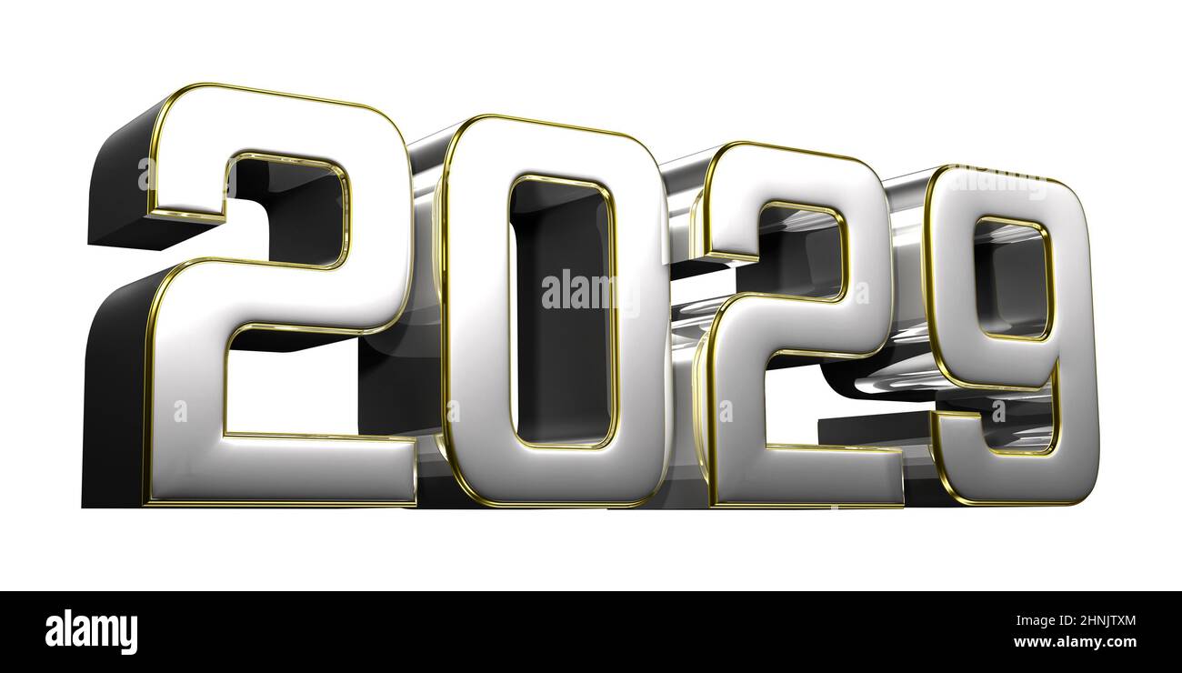 2029 stainless steel gold rim 3D illustration on white background with ...
