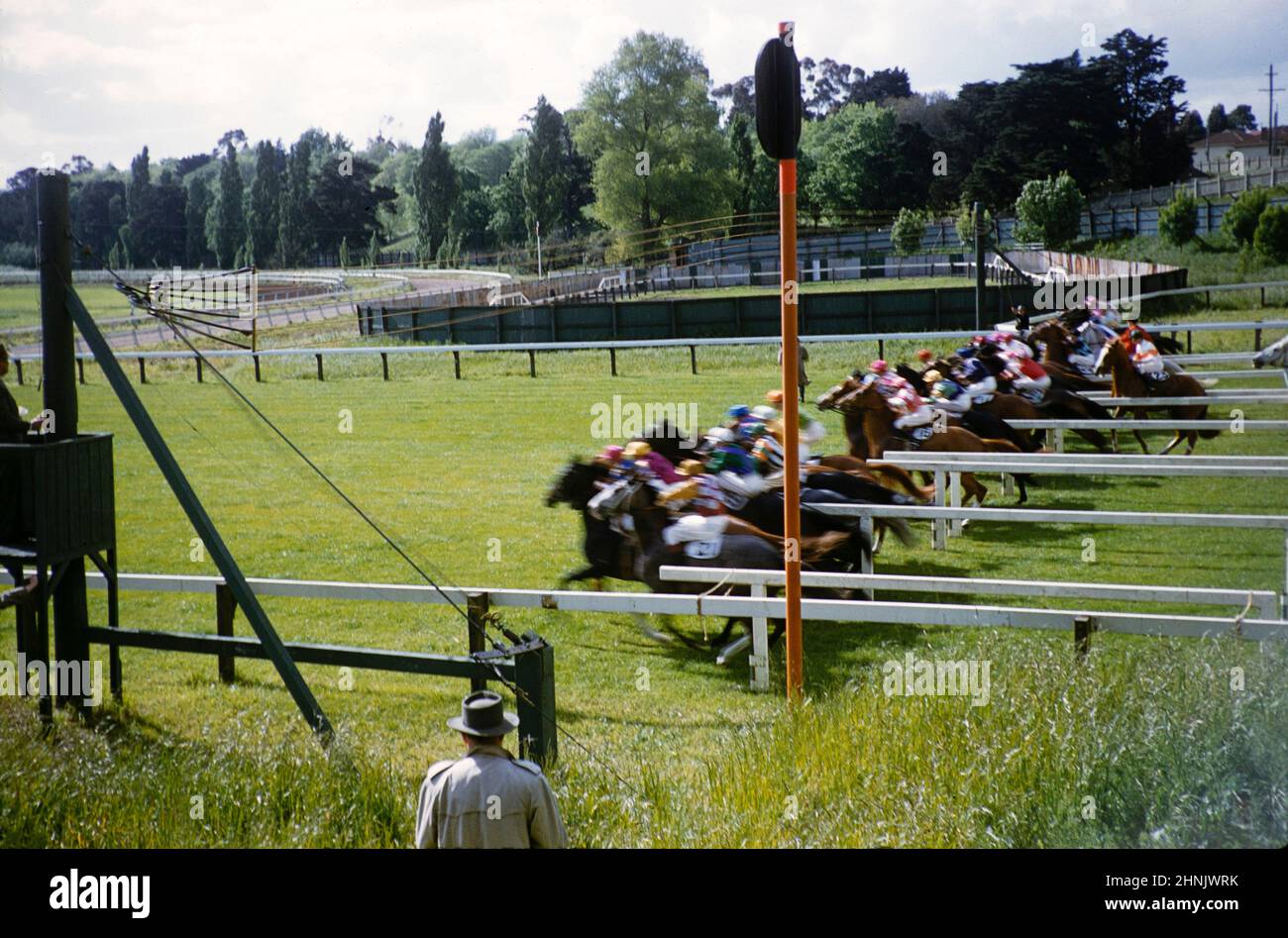 Horse racing at Flemington racecourse, Melbourne, Australia, 1956 Stock ...