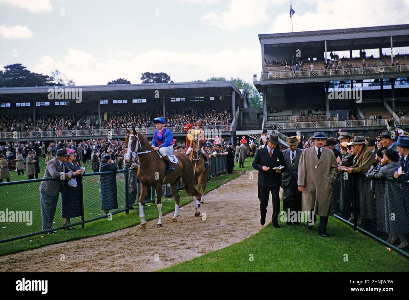 Horse racing at Flemington racecourse, Melbourne, Australia, 1956 Stock ...