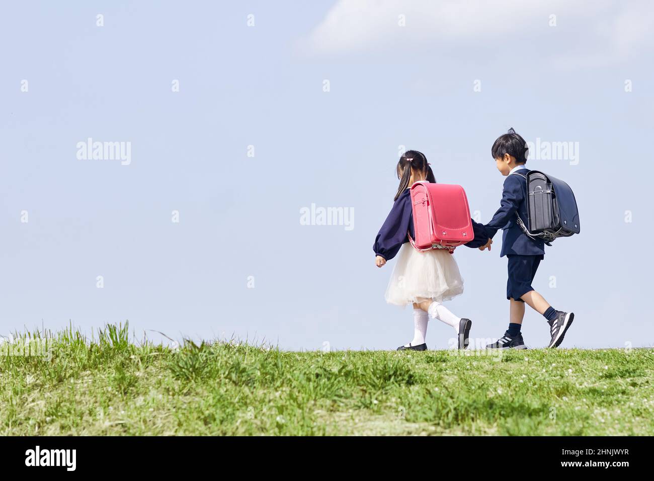 Japanese Elementary School Students Walking Stock Photo - Alamy