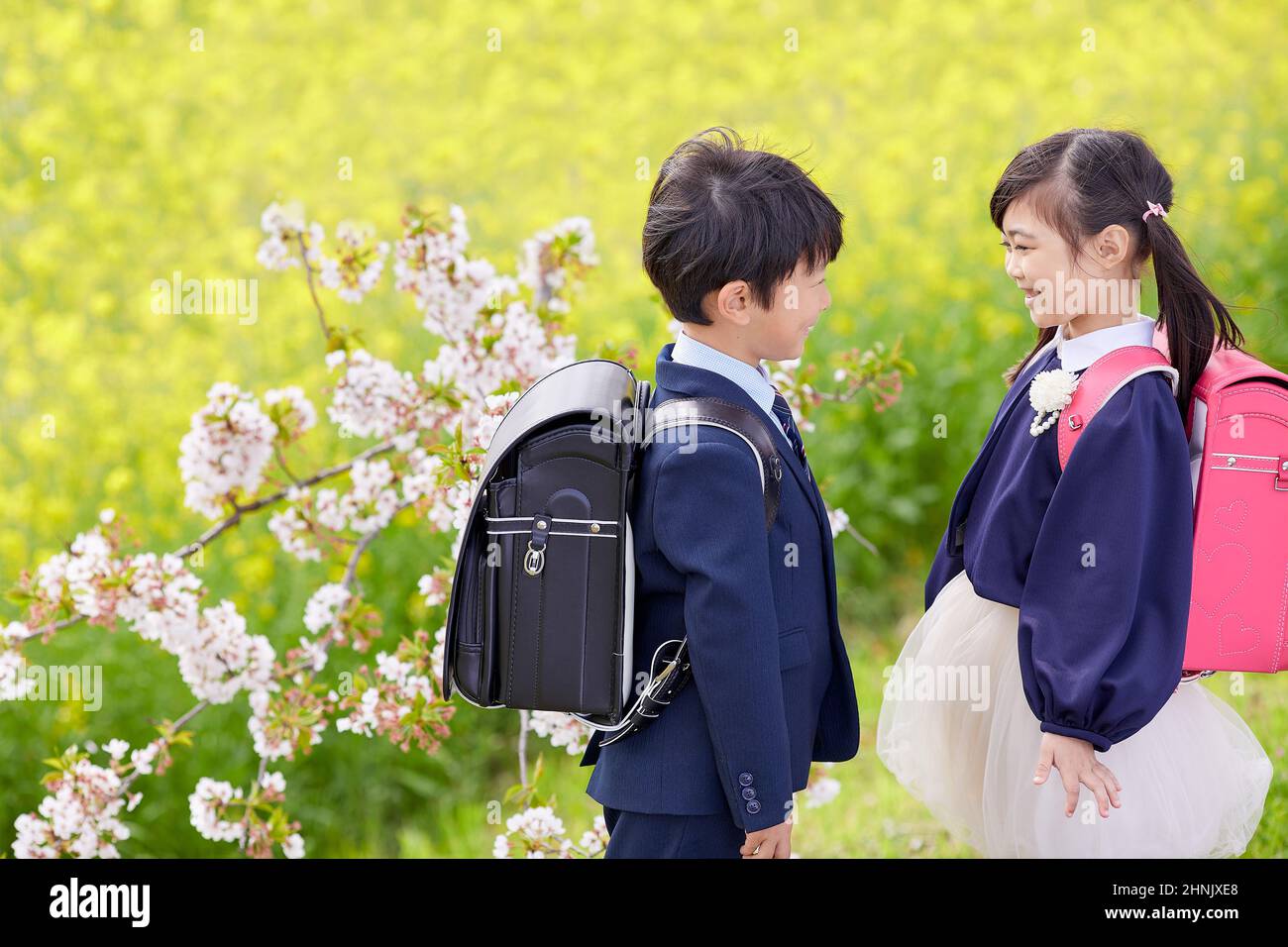 Japanese Elementary School Students Facing Each Other Stock Photo - Alamy
