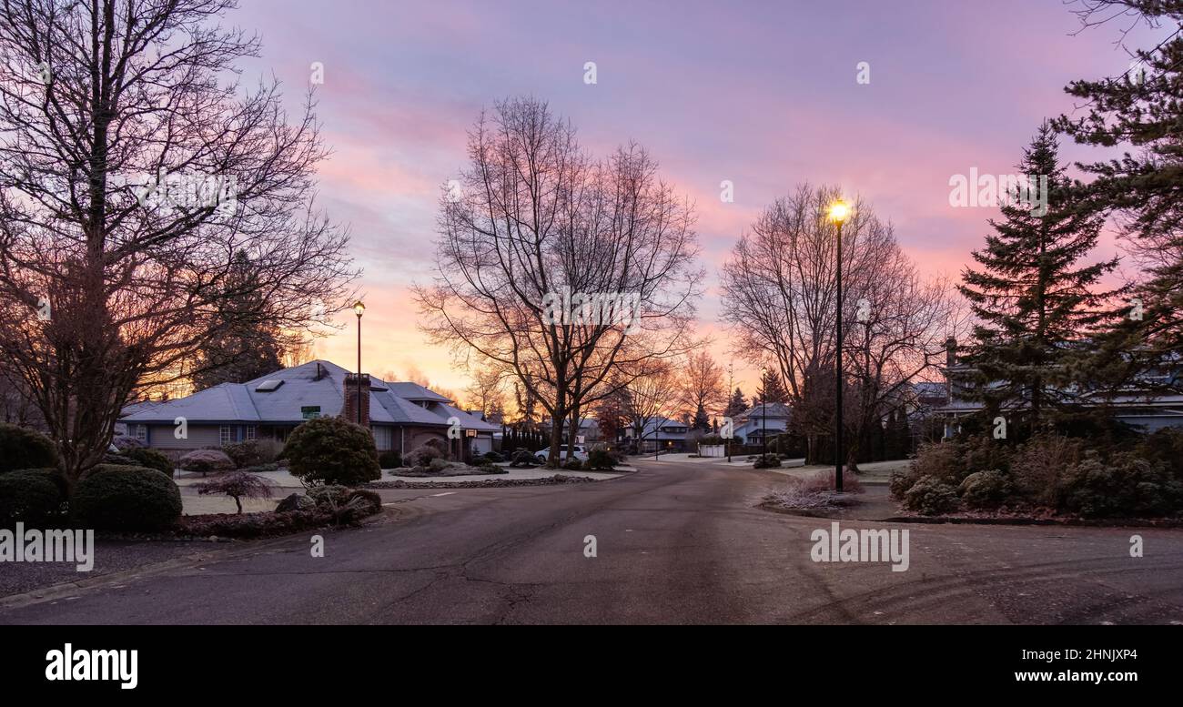View of Residential Suburban Neighborhood Street in a modern city Stock ...