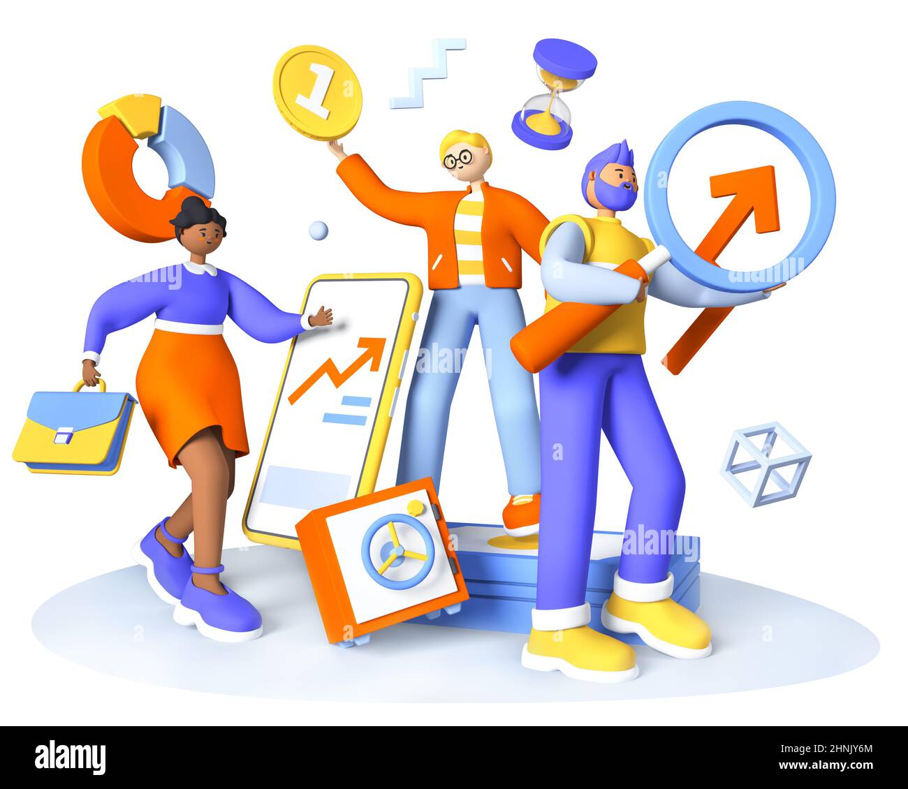 Currency rate growth - modern colorful 3D illustration with cartoon ...