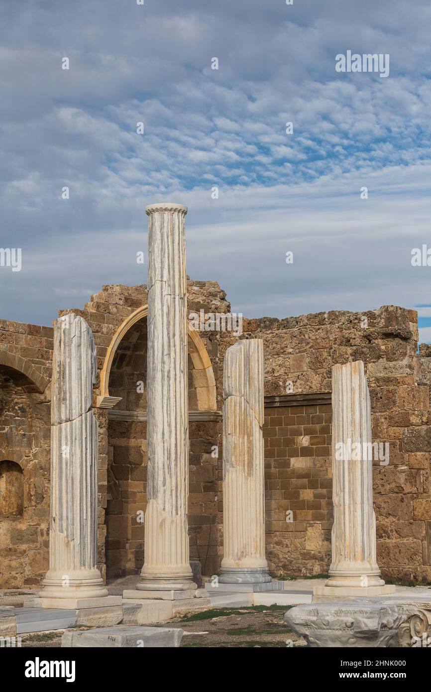 An antique ruined city of columns.Ruin. View of the ancient city in ...