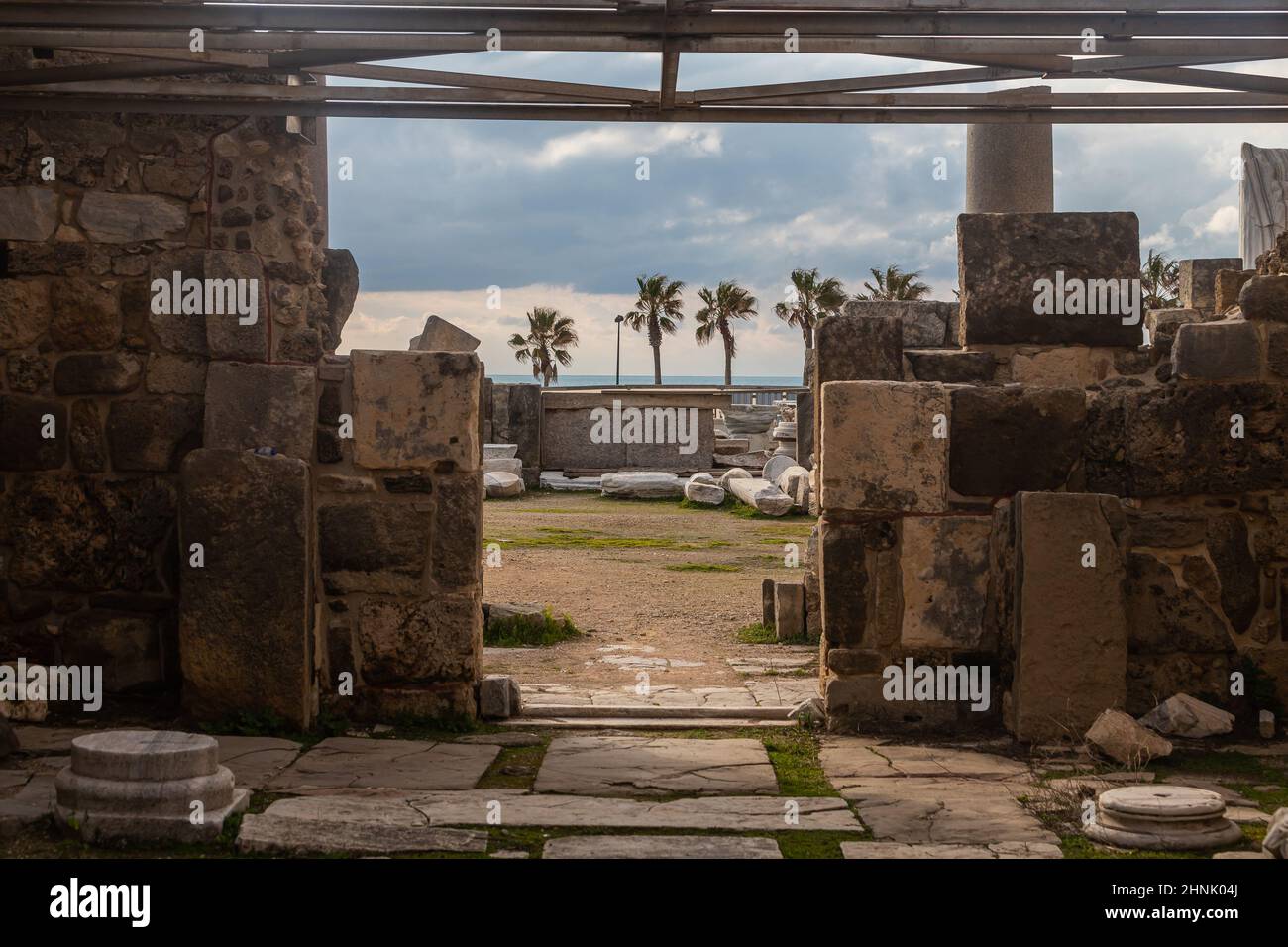 atmospheric place in the ancient city. The stone arch of the ancient ...