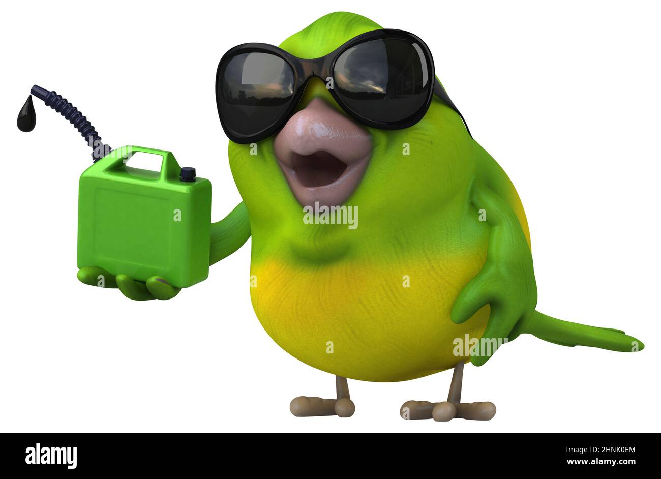 Fun green bird - 3D Illustration Stock Photo - Alamy