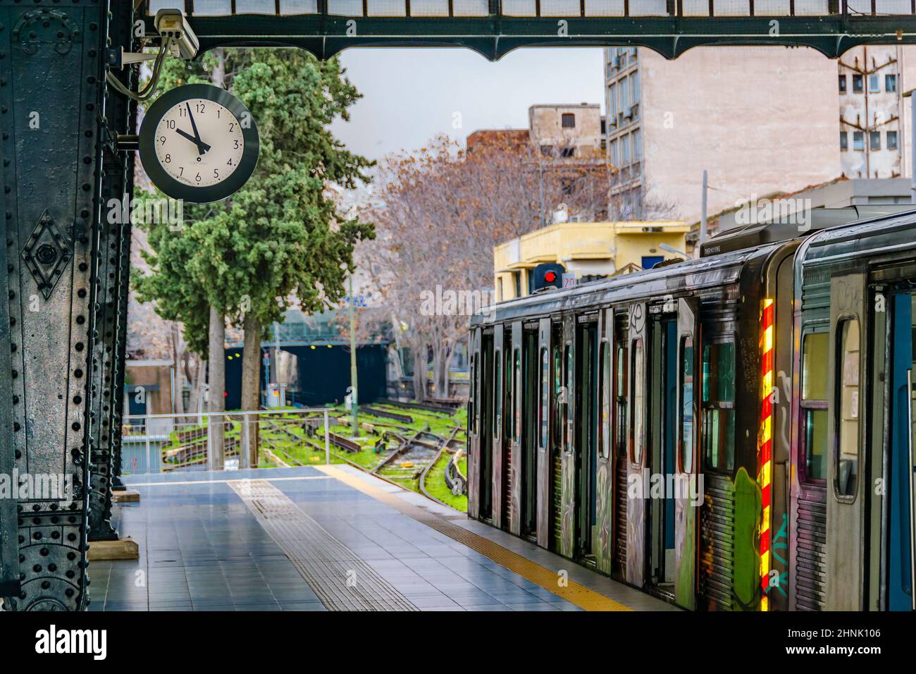 Train Arriving at Station, Athens, Greece Stock Photo - Alamy