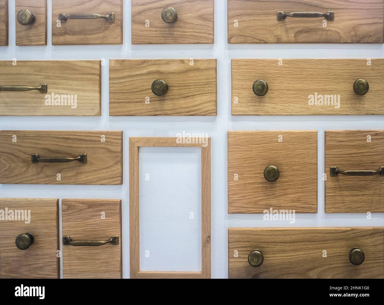 Set of handles and drawers for kitchen furniture. Vintage style Stock ...