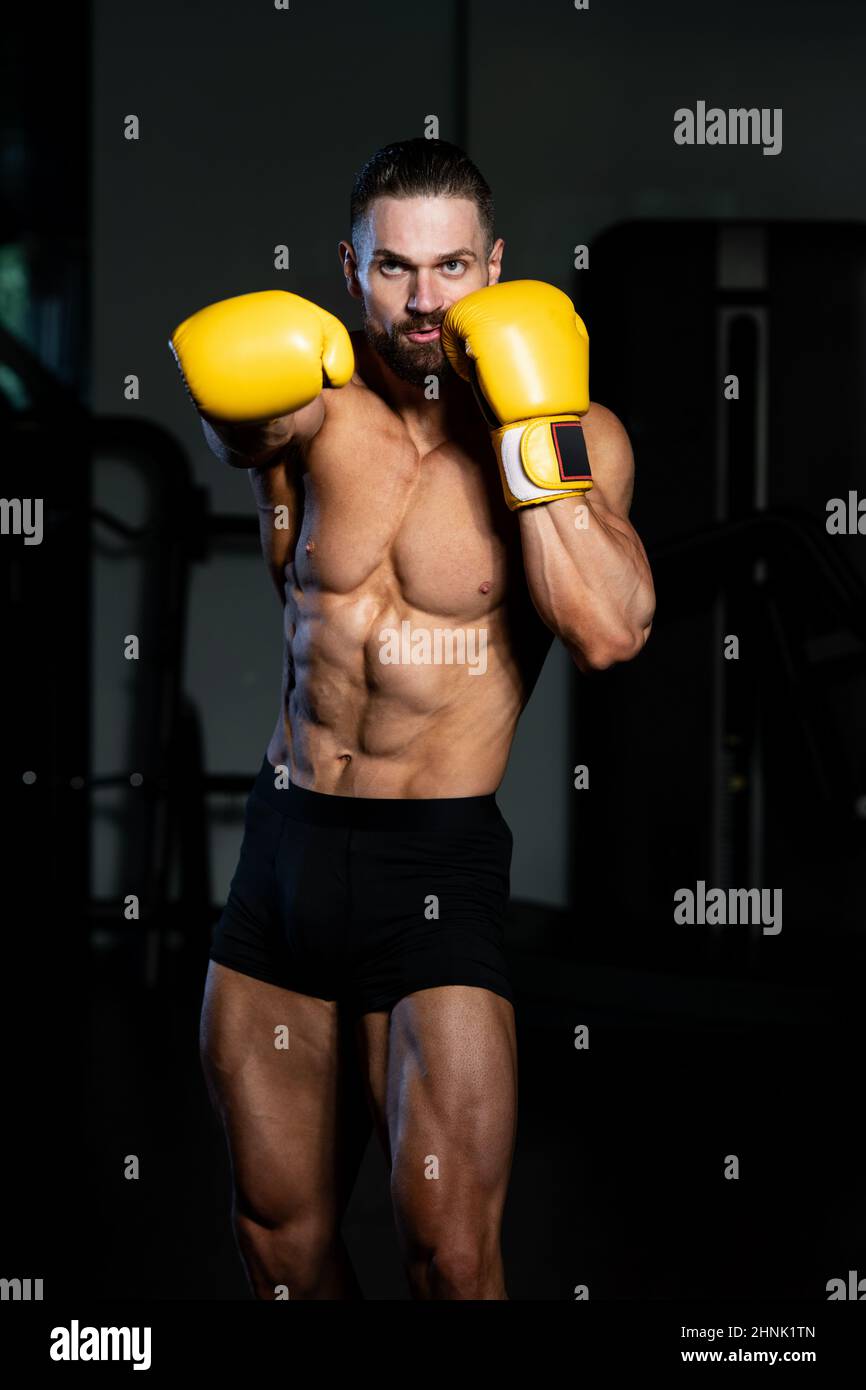 MMA Fighter Practicing Boxing In Gym Stock Photo - Alamy