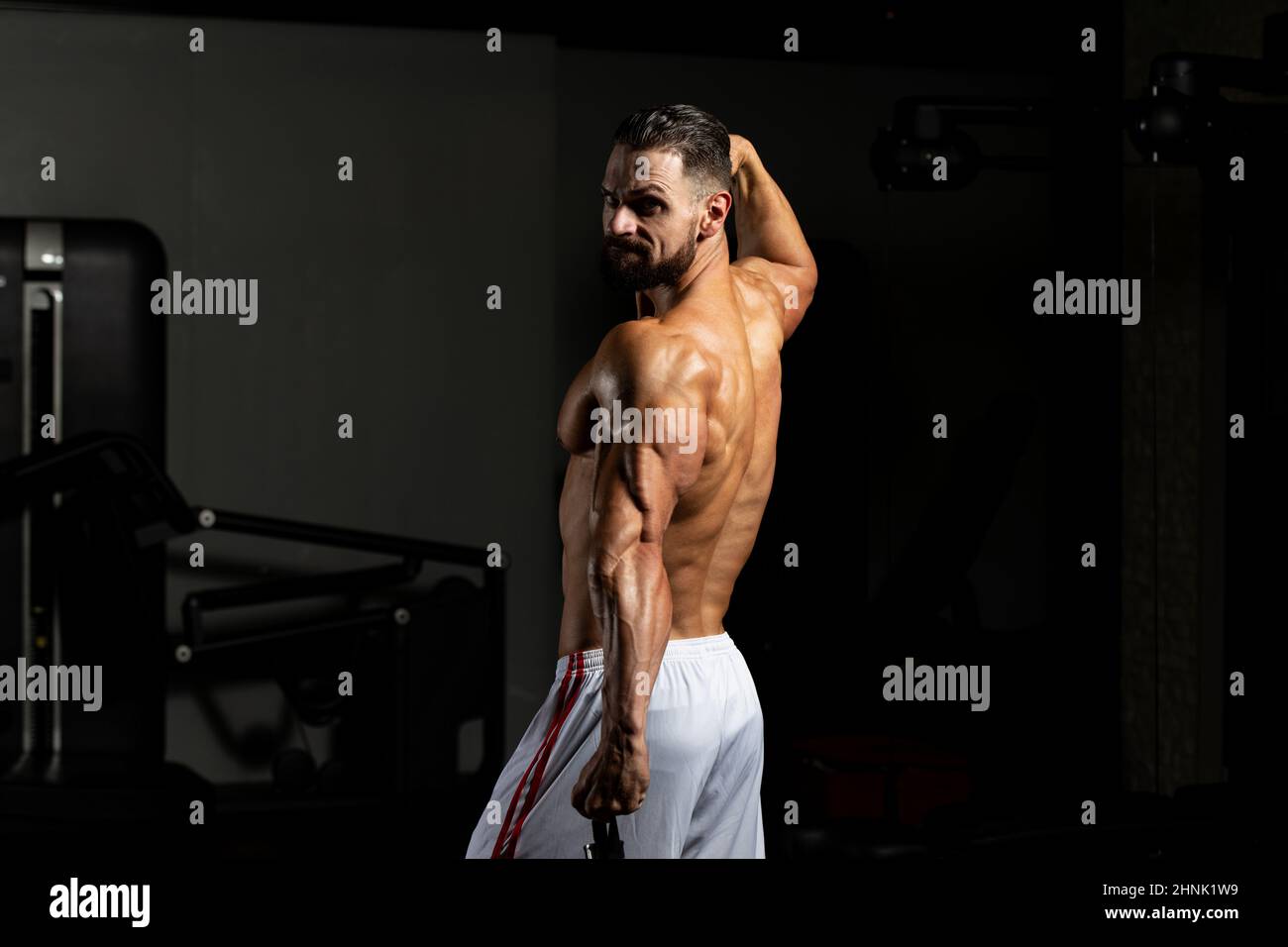Bodybuilder Drinking Water From Shaker Stock Photo - Alamy