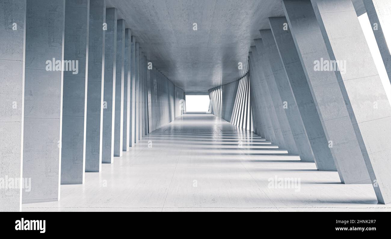 concrete tunnel structure with light at the bottom. 3d render Stock ...