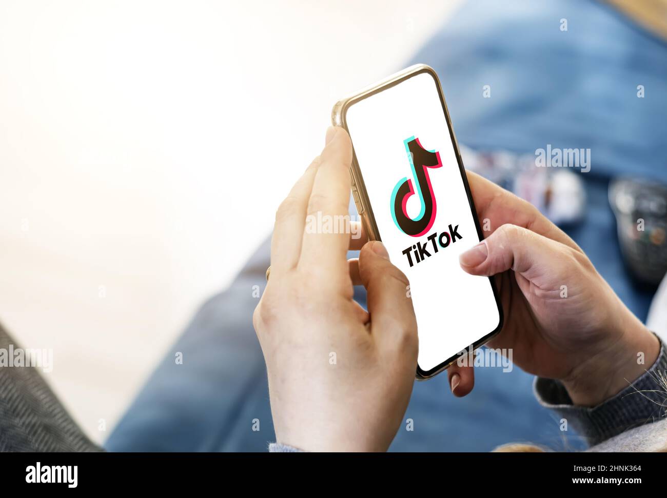 Tiktok logo on a phone hi-res stock photography and images - Alamy