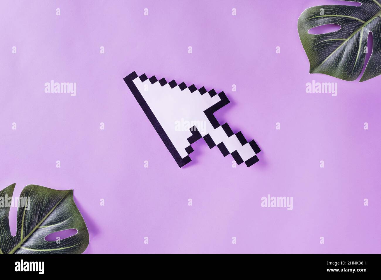 Arrow pointer is pixelated on pastel purple velvet background and ...