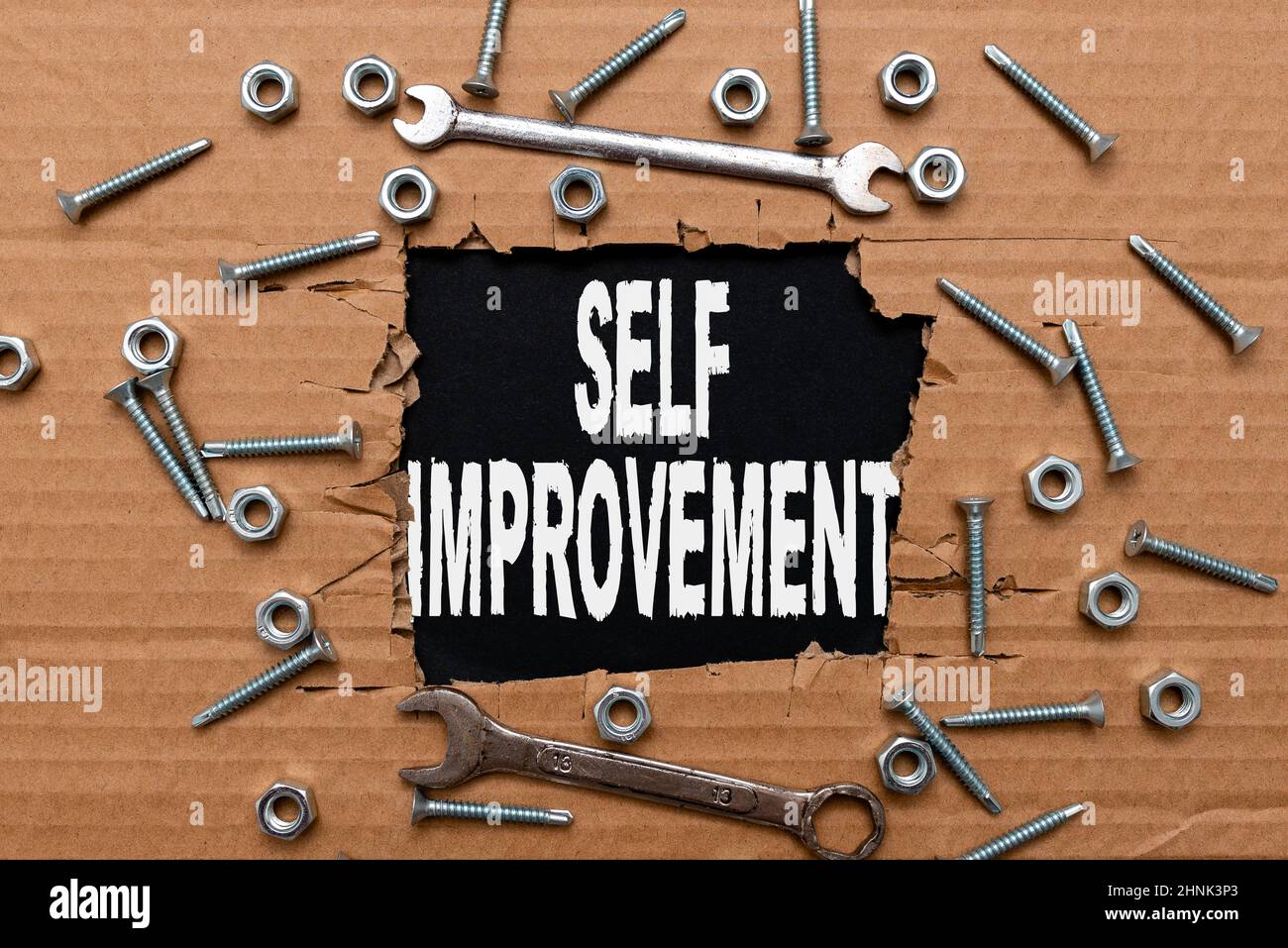 Text sign showing Self Improvement, Business concept process of making ...