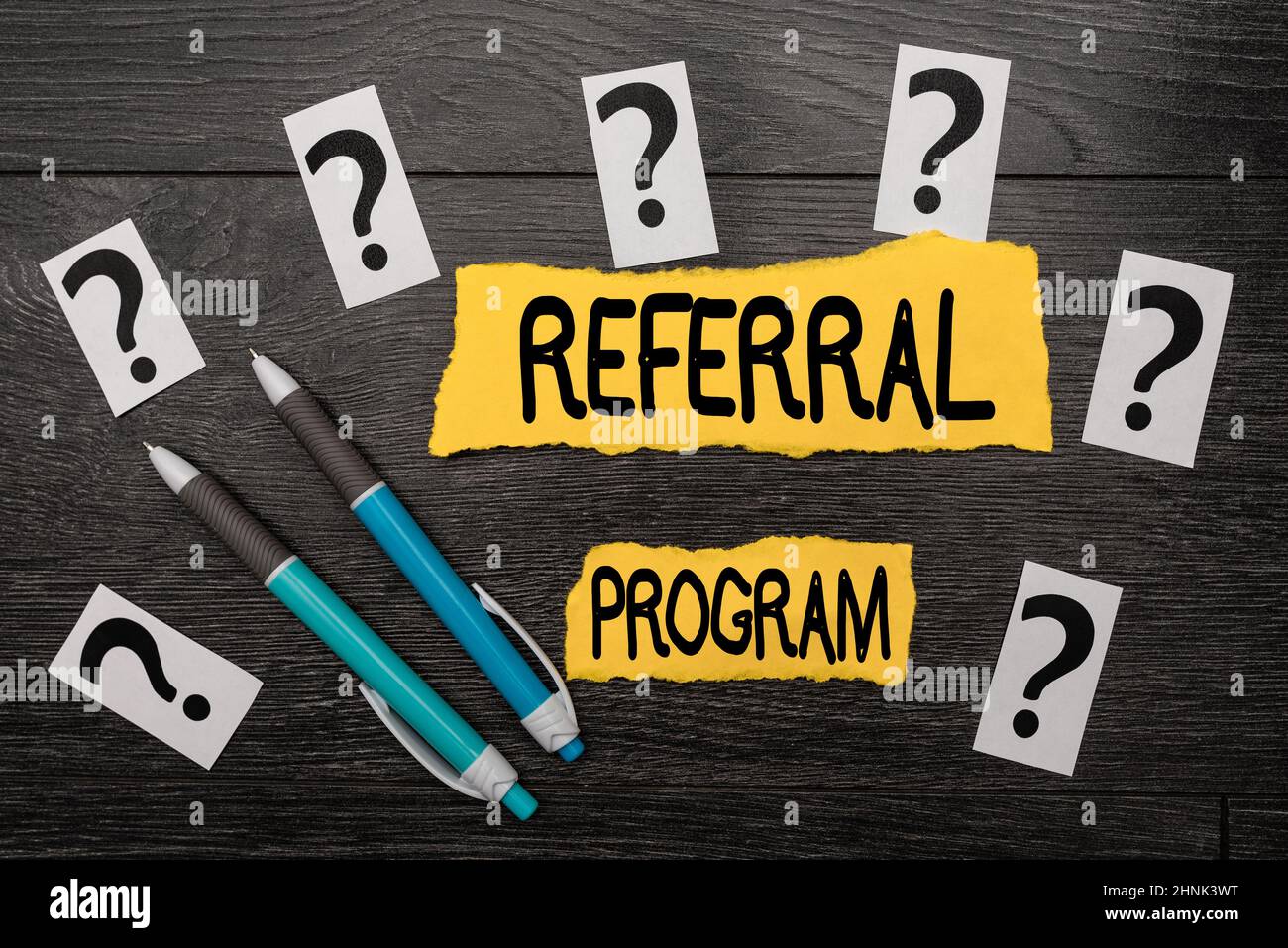 Hand writing sign Referral Program, Concept meaning employees are ...