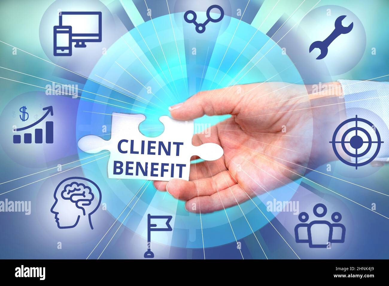 Conceptual display Client Benefit, Business showcase The real or ...