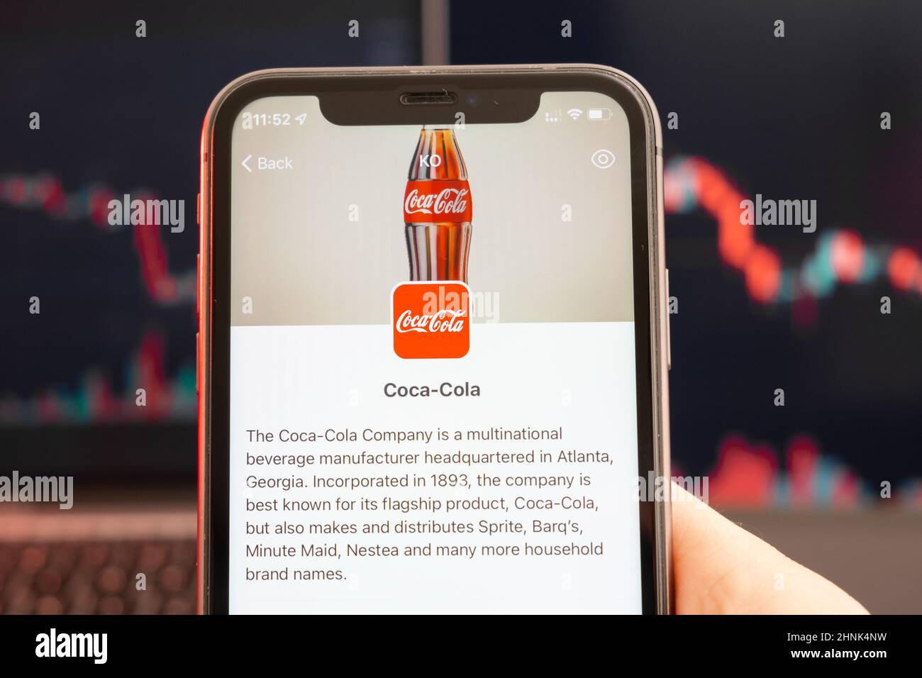 Coca Cola stock price decrease on the trading market with downtrend ...