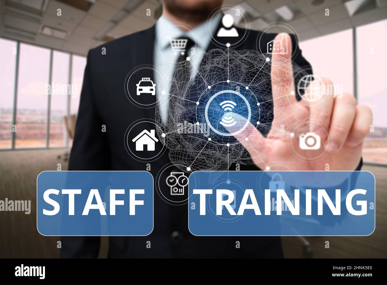 Text sign showing Staff Training, Business overview A program that ...